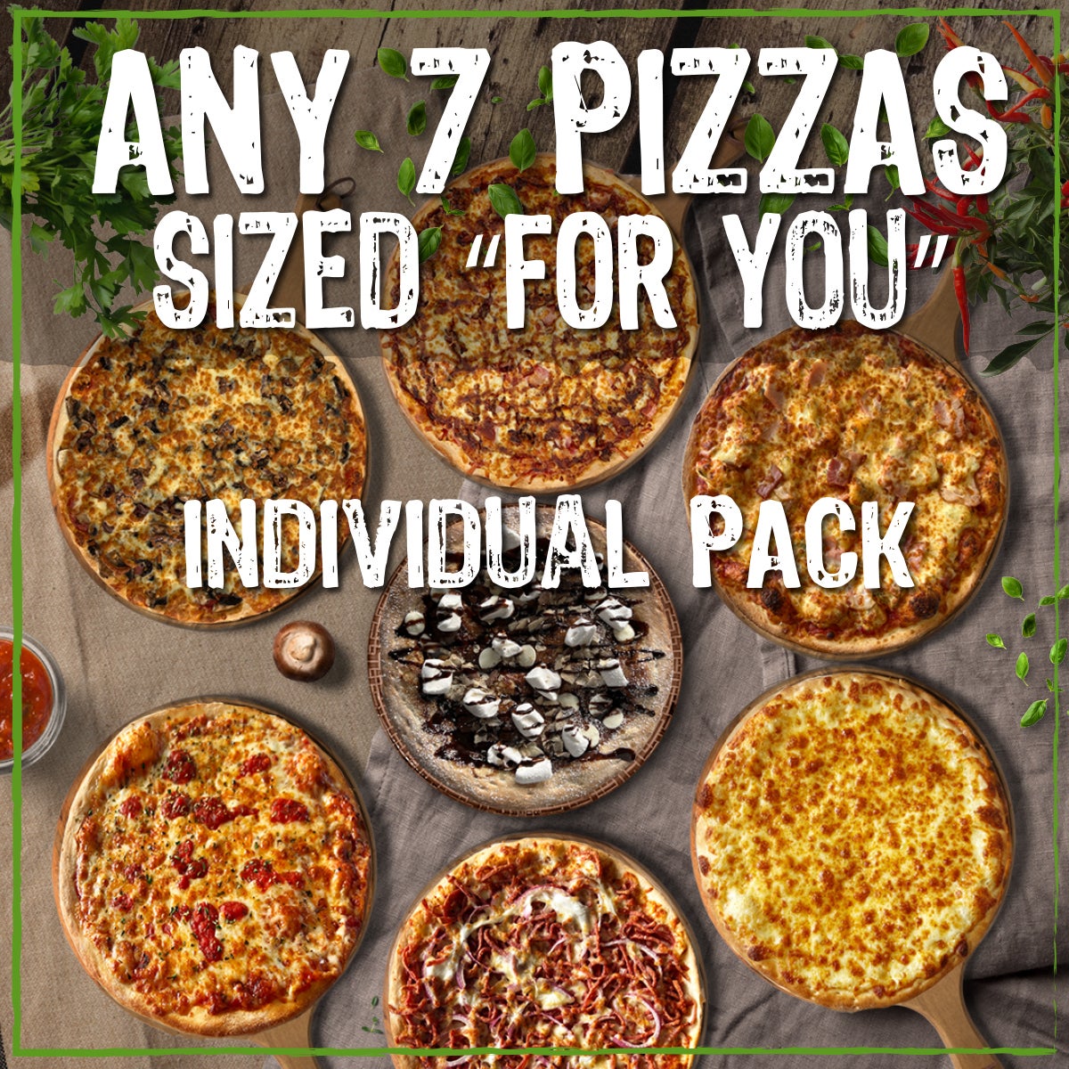Individual Pack - 7 Pizzas "For You" From 91.80.* | Zonnies - Pizza ...