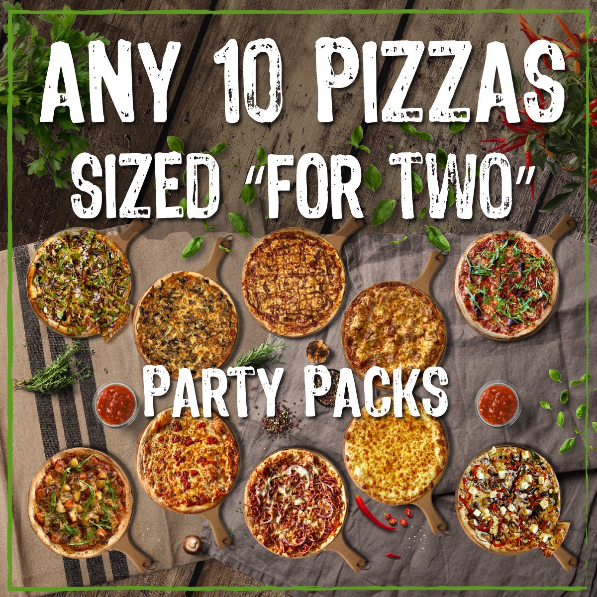 Party Pack - 10 Pizzas "For Two" From 189.90* | Zonnies Pizza Pasta ...