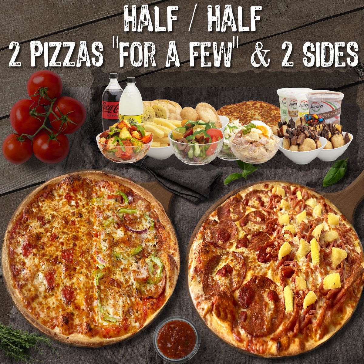 2 Half/Half Pizzas "For A Few" & 2 Sides From 69.90* | Zonnies Pizza Pasta Parmas Templestowe