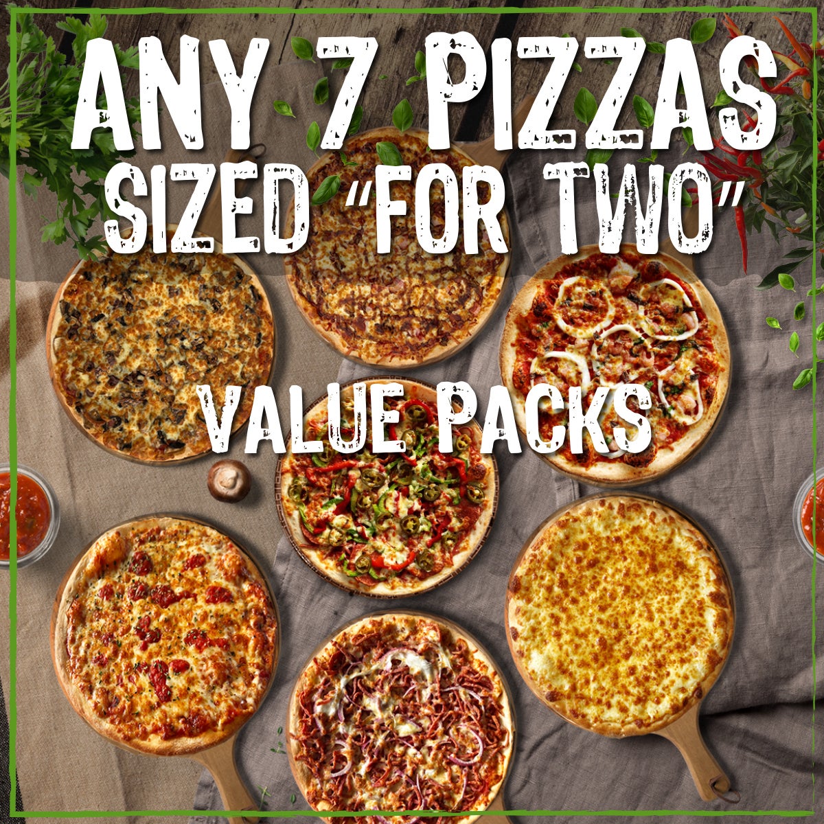 Value Pack - 7 Pizzas "For Two" From 132.90* | Zonnies Pizza Pasta Parmas Templestowe